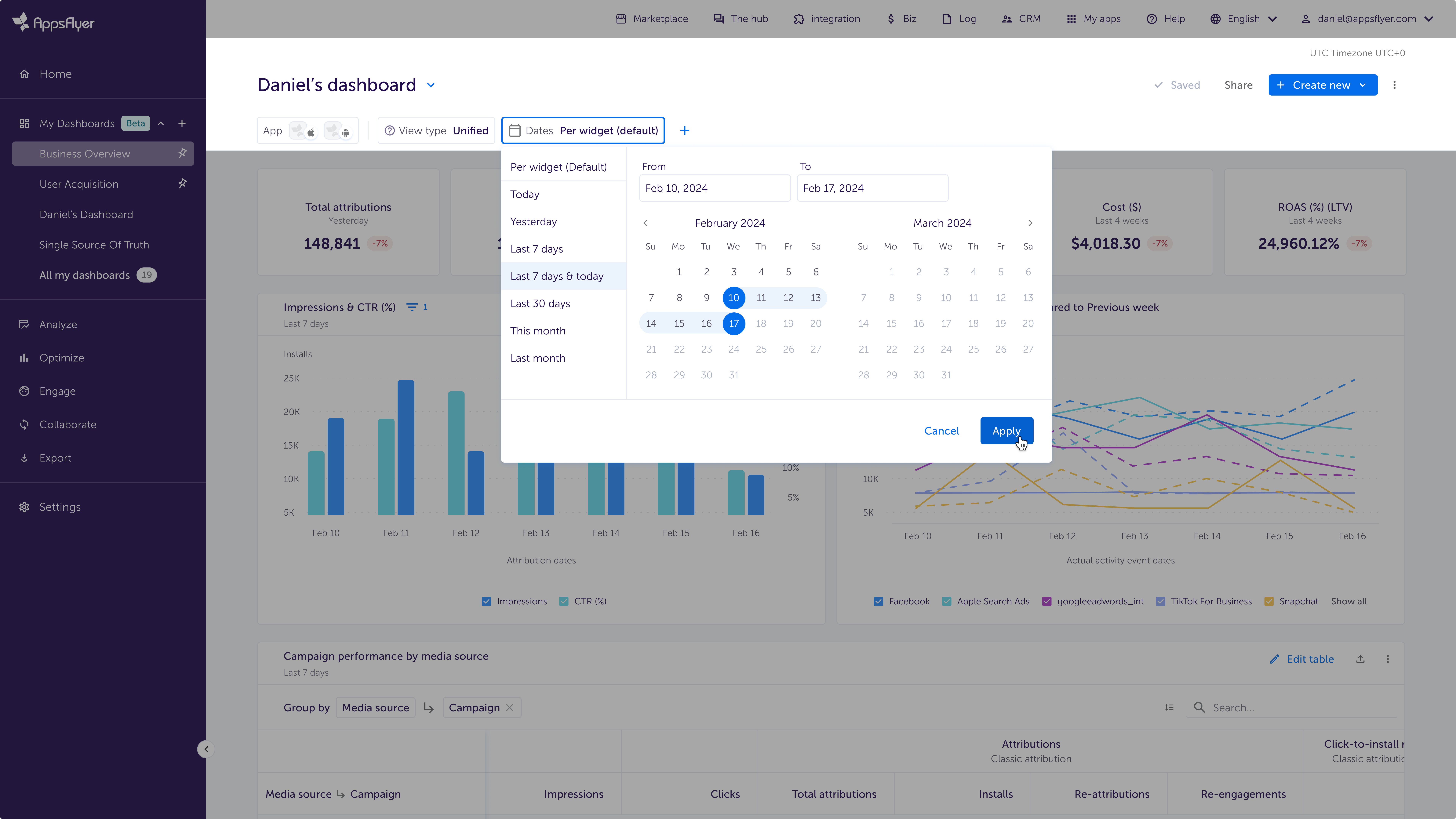 [测试版] My Dashboards – AppsFlyer Support